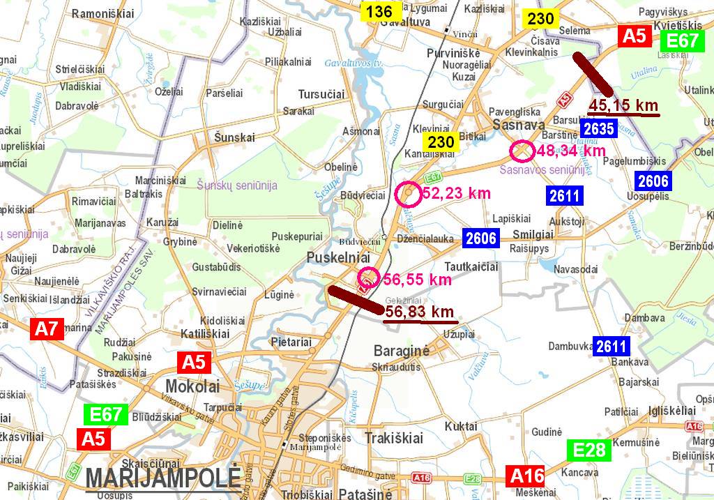 [E67] [A5] Kaunas - Kalvarija (- Varšuva) - "Via Baltica" - Miestai ir ...