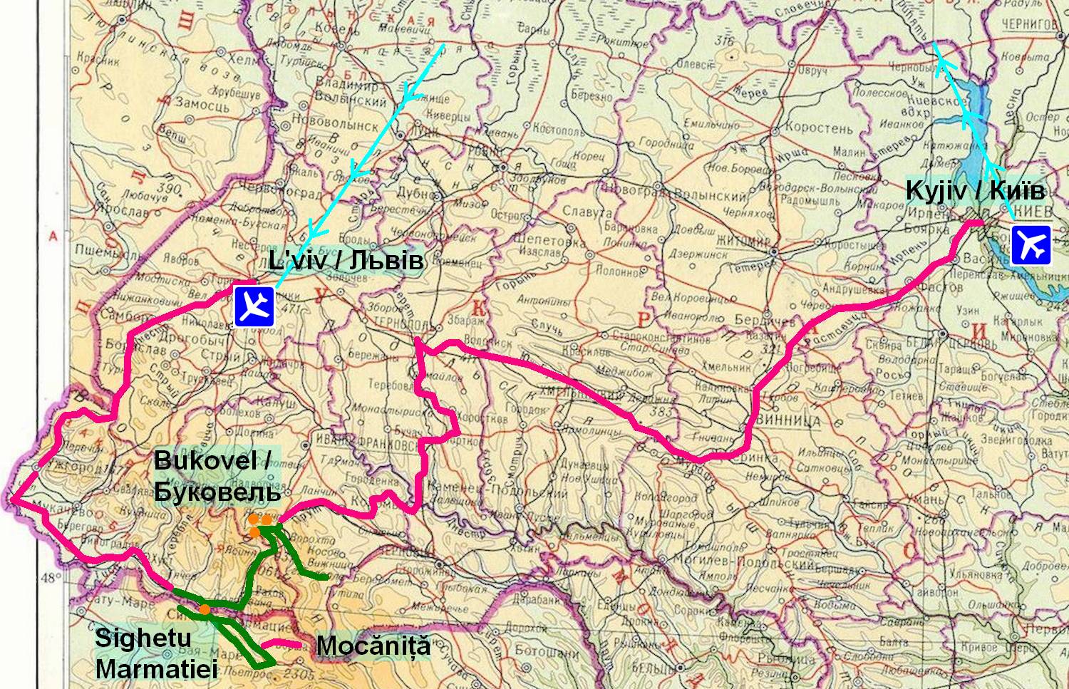 UA-RO-UA. Lvovas - Maramurešas - Karpatai - Kijevas - Miestai ir ...